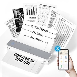 HPRT Portable Printer Wireless for Travel, Support 8.5x11 US Letter&A4 Thermal Paper, Bluetooth Thermal Printer, Compatible with Android and iOS Phone & Laptop, Inkless Printer, White