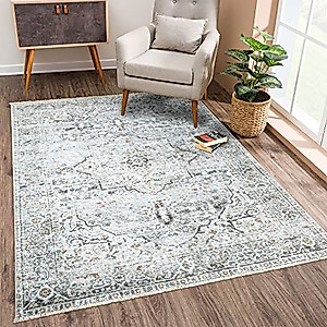 Bloom Rugs Caria Washable Non-Slip 3x5 Rug - Ivory/Gray/Caramel Traditional Persian Area Rug for Living Room, Bedroom, Dining Room, and Kitchen - Exact Size: 3' x 5'