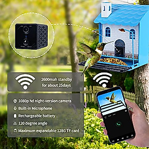 Smart Bird Feeder with Camera,Bird Feeder Camera Auto Capture Birds and Notify,1080P HD Bird Feeder Camera,Free 32G SD Card, Ideal Gift for Father's Day