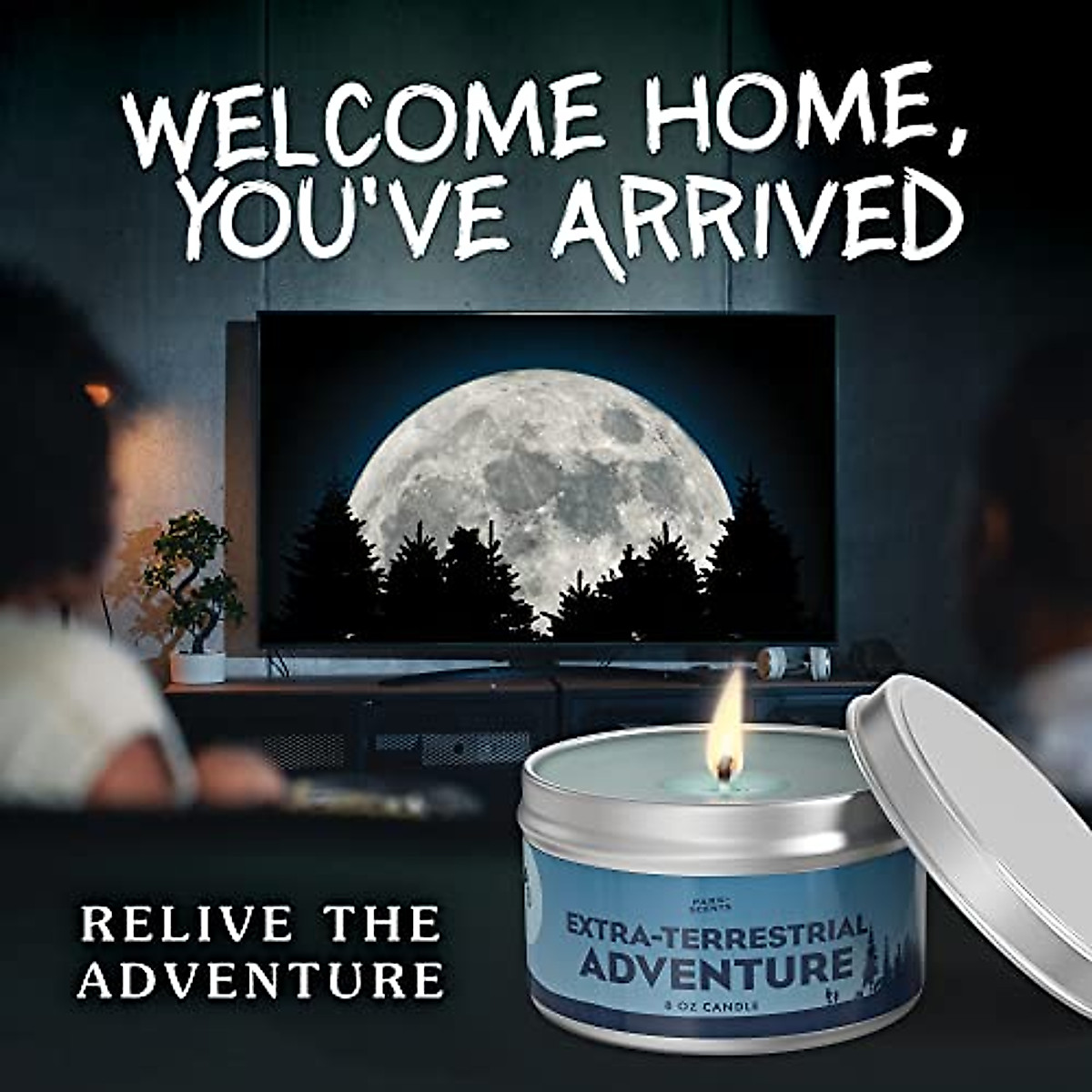 Park Scents ET Extra-Terrestrial Adventure Candle Soy, Handmade in The USA Accurate Smell Like The Scent of The Forest Queue at E.T. Ride Universal Studios Orlando E.T. Merchandise (8 oz. Tin)
