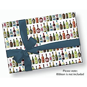 Stesha Party Beer Bottles Wrapping Paper Gift Wrap Men - Folded Flat 30 x 20 Inch - 3 Sheets