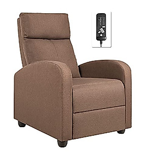 Flamaker Fabric Recliner Chair Massage Recliner Sofa Chair Adjustable Reclining Chairs Home Theater Single Modern Living Room Recliners with Thick Seat Cushion and Backrest (Brown)