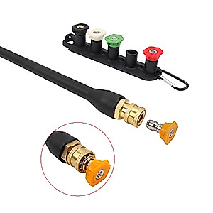 Pressure Washer Replacement Spray Wand with Turbo Nozzle and 5 Spray Tips and Belt Clip Nozzle Holder, Compatible with Husky Greenworks Ryobi Homelite Portland Electric Pressure Washers