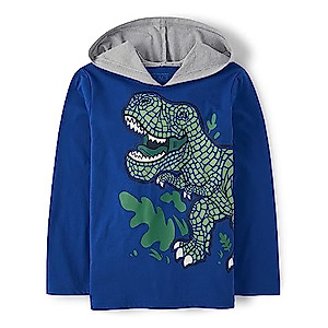 The Children's Place Baby Boys' and Toddler Hoodie Sweatshirt, Renew Blue, 4T
