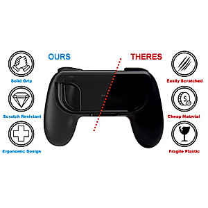 Beastron Racing Games Steering Wheel & Grips compatible with Switch, Joy-Con Steering Wheel & Grips, Black 4 Pack