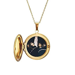 UTHOSMDO Be Strong Lion Bible Cover - Joshua 1:9, That Can Holds Pictures, Engraved English Bible Lords Necklace (Gold)