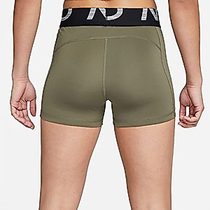 Nike Women's Pro Dri-Fit 3" Graphic Training Shorts (as1, Alpha, m, Regular, Regular, Medium Olive/Black/Black)