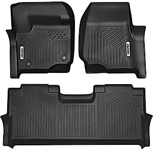 OEDRO Floor Mats Fit for Ford F-250 / F-350 Super Duty Crew Cab 2024-2017, TPE All Weather Custom Fit F250/F350 Front Row Bucket Seats, Black