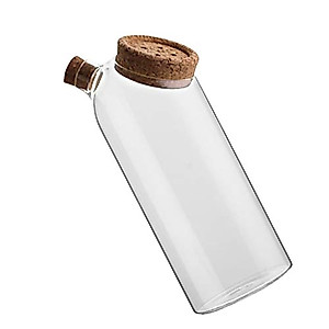 Glass Food Storage Canister with Cork, Decorative Round Cylinder Container Jar with Airtight Seal Wood Lid, Clear Candy Jar Mason Jars for Pantry Pasta Tea Coffee Beans Cereal, 5. 9- Inch /734 ( Color