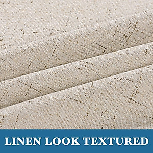 H.VERSAILTEX Linen Blackout Curtains Durable Thick Textured Linen Look 100% Blackout Patio Door Curtain Anti Rust Grommet Extra Wide Sliding Door Curtain Panel, W100 x L108 inch - Natural