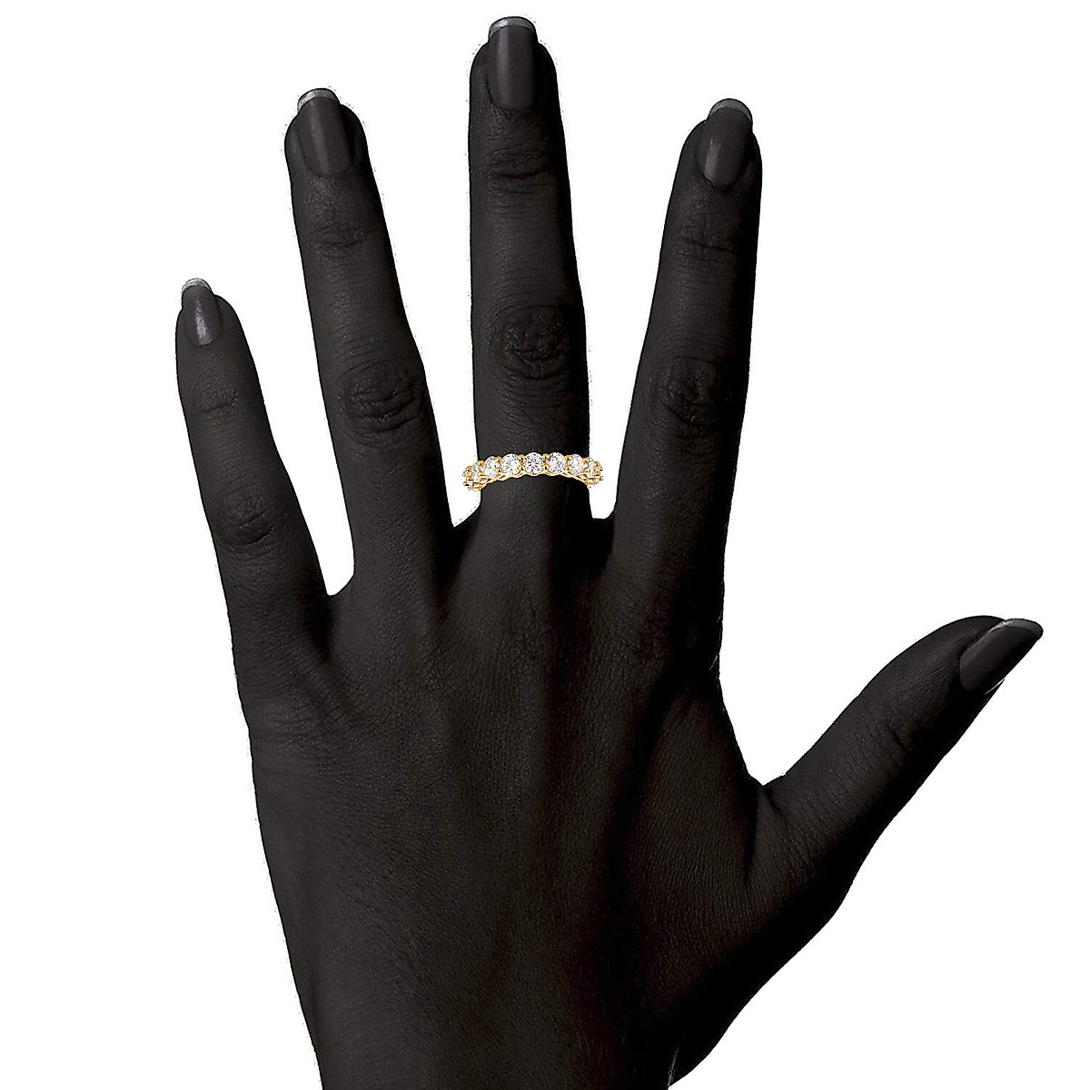 Gemsme 18K Yellow Gold Filled Cubic Zirconia Eternity Band Ring for Women (10)