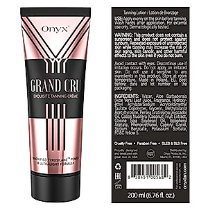 Onyx Grand Cru Tanning Lotion | Indoor & Outdoor Accelerator | Streak-Free Lightweight Formula | Hydrating Cream for Smooth Skin | Vegan & Paraben-Free | Men & Women | Deep Tan Enhancer & Skin Care