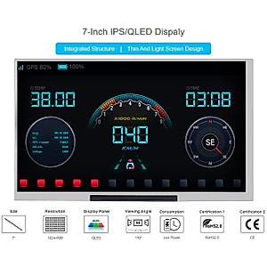 waveshare 7inch QLED Quantum Dot Display 1024x600 Pixel, Integrated Thin and Light LCD with Adapter Board, for Raspberry Pi/Jetson Nano/Windows/PC, Support Windows/Linux/Android (No Touch)