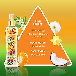 So…? Bali Breeze Body Mist - Perfume for Women with Tropical Aroma - Body Spray for Women with Coconut, Almond and Vanilla Notes - 6.9 oz