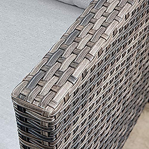 OVIOS Patio Furniture Set 2 Wicker Chairs All Weather Outdoor Single Chairs Patio Dining Chairs Manual Weaving Rattan Sofa, Garden Porch Backyard, Steel (Pure Grey)