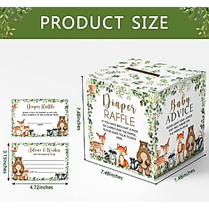 Yuzioey Woodland Diaper Raffle Tickets and Baby Advice, Woodland Forest Baby Shower Diaper Raffle Game Box Tickets, Diaper Raffle Tickets for Woodland Gender Neutral Baby Shower