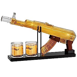 Gifts for Men Dad, Kollea 17.6 Oz Whiskey Decanter Set with 3 Oz Detachable Liquor Dispenser 6.75 Oz Glasses, Unique Mens Birthday Gift Ideas from Daughter, Funny Military Retirement Present