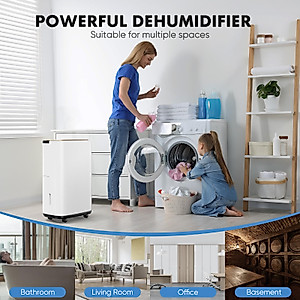 Sweetcrispy 2,000 Sq.Ft Energy Star Dehumidifier for Basement with Drain Hose, 30 Pint Portable Dehumidifiers for Home Bedroom Bathroom Large Room, Powerful Moisture Removal and Humidity Control