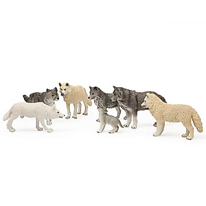 RESTCLOUD 7Pcs Wolf Toy Figurines Set Wolf Animals Figures (Wolf Set B)