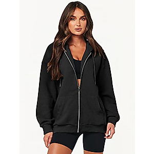 Prinbara Women's 2023 Hoodies Casual Jackets Sweatshirts Zip Up Y2k Hoodie Cute Teen Girl Tops Trendy Gothic Clothing 9PA31-zangqing-M Black