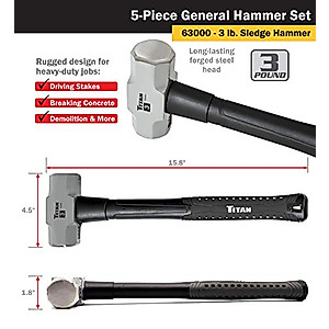 Titan 63125 5-Piece Hammer Set