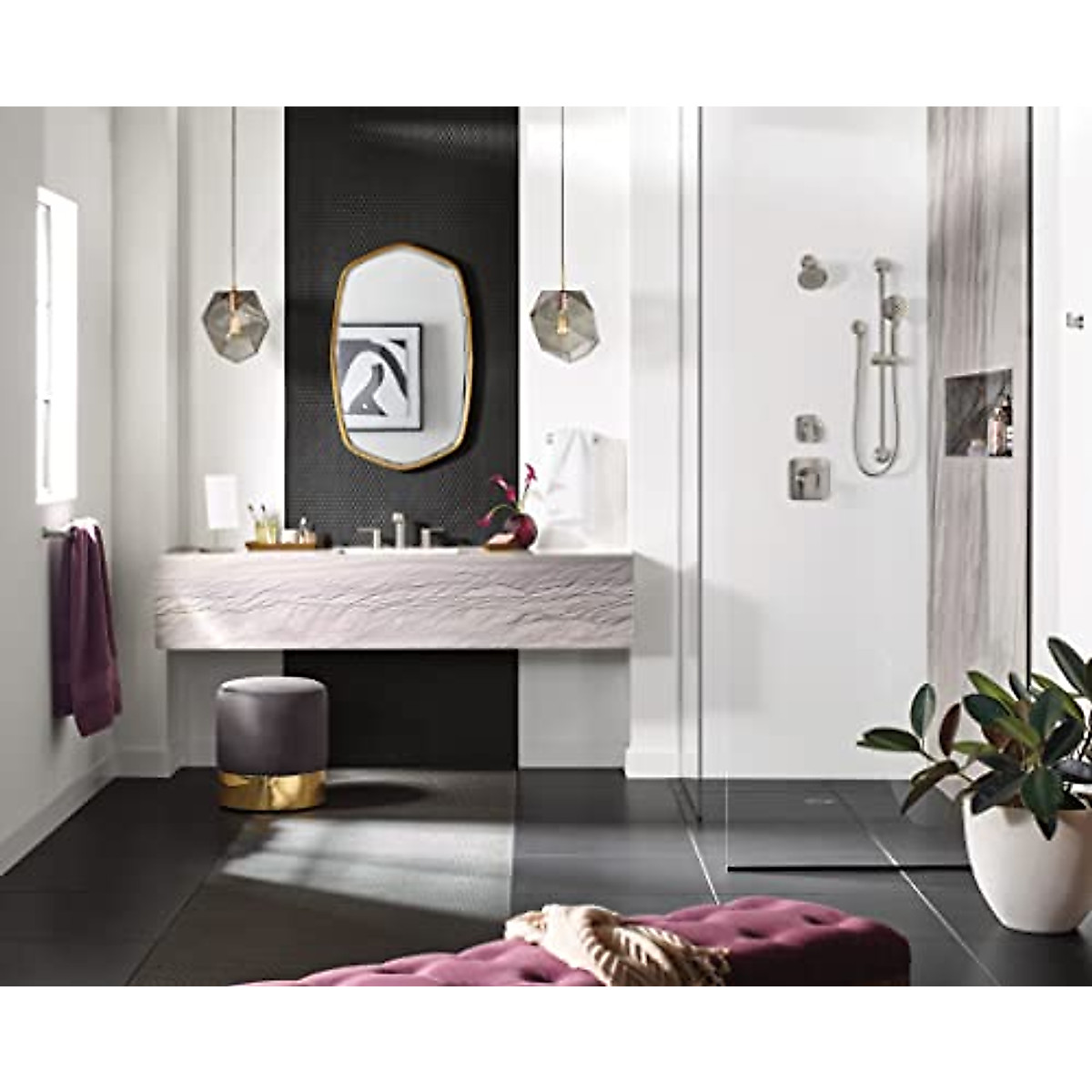 Moen Eco-Performance Brushed Nickel Handheld Shower with Adjustable 30-Inch Slide Bar and 69-Inch Hose, 5-Function Hand Shower offers Personalized Spray Options, 3558EPBN