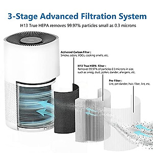 Hitekon Air Purifiers for Bedroom Home, Hepa Air Purifier Large Room Air Cleaner Up to 1782 Ft², H13 True HEPA Filters for Pets Dust Dander Pollen Smoke, Remove 99.97% Allergens