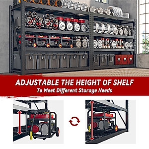 Bepatio 8000 LBS Garage Shelving, 77" W Heavy Duty Steel Shelving Unit Adjustable Metal Shelves for Storage Shelves Utility Shelf for Garage,Basement,Warehouse,Black 77" W*24" D*72”H