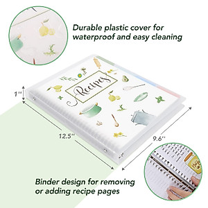 Recipe Book to Write in Your Own Recipes, 8.5" x 11" Personal Blank Recipe Notebook, Removable Hardcover Recipe Journal Book Binder with 8 Dividers and 24 Tabs, Hold up to 240 Recipes
