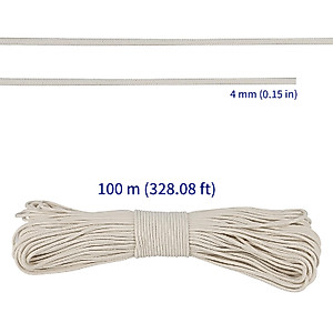 SOUJAP 328 Feet 5/32 Inch Cotton Rope, White Cotton Sash Cord, 4mm Thick Cotton Clothesline Rope for Window, Decoration, Tie Down