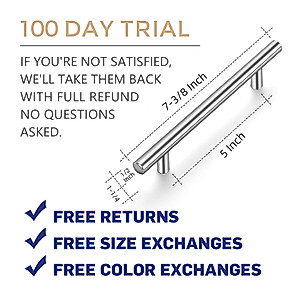 Ravinte 10 Pack | 7.38'' Cabinet Pulls Brushed Nickel Stainless Steel Kitchen Drawer Pulls Cabinet Handles 7-3/8”Length, 5” Hole Center with Mounting Template