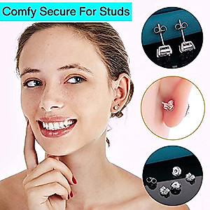 Catinee 16PCS 925 Sterling Silver Earring Backs,14k White Gold Plated Earring Backs for Studs,Hypoallergenic Secure Earring Backings for Locking Stud Earrings