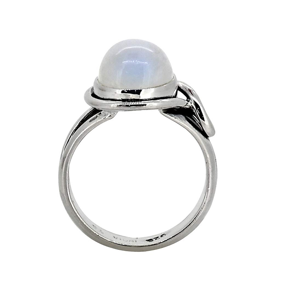 YoTreasure 10x12 MM Rainbow Moonstone in 925 Sterling Silver Solitaire Ring