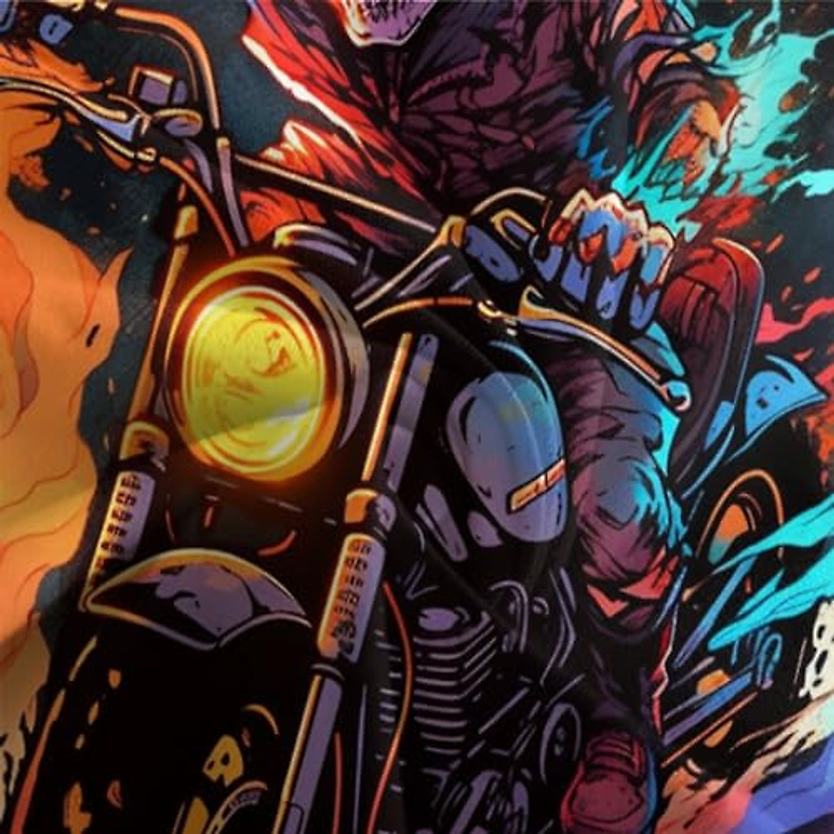 Skeleton Rider Bedding Set Duvet Cover 3D Printed Motorbike Skull Quilt Cover Comforter Covers Microfiber with Pillowcases 3 Pieces for Childrens and Adults with Zipper Closure Twin（173x218cm）