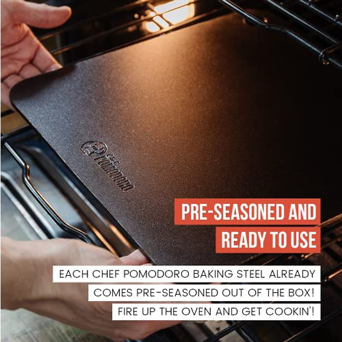 Chef Pomodoro Pizza Steel for Oven, 13 x .25 Thick, Baking Steel for Oven, Baking Steel Pizza Stone for Grill and Oven, Original Baking Steel, Artisan Steel (13-Inch)