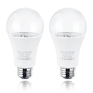 ProPOW 25 Watt Dusk to Dawn Light Bulbs, A19 3W Clear Cover E26 LED Bulbs Automatic on/Off Indoor/Outdoor Lighting for Porch,Garage,Driveway,Yard,Hallway,Patio(300 Lumen,Soft White,2-Pack)
