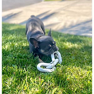 Tug of War Dog Chew Toy - Natural Rubber Heavy Duty Marble Links - Neutral Aesthetically Pleasing Puppy Chew Toys for Small, Medium or Large Dogs (White & Gray Marble)