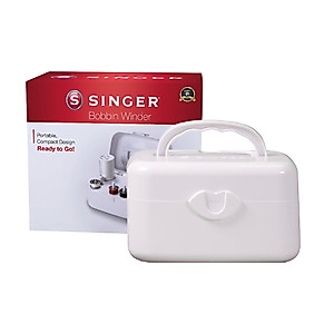 SINGER | Bobbin Winder For Sewing Machines - For Class 15 and 15J Bobbins - Simple & Portable - Battery Powered With Included Power Adapter , White