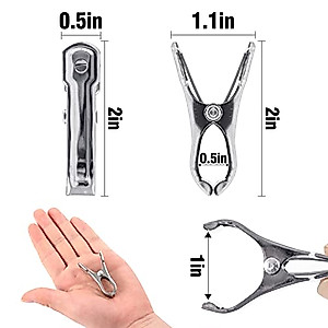 Garden Clips - 55pcs Stainless Steel Greenhouse Clips with Large Open, 2 inch Hoops Clamps for Shade Cloth Film Plant Netting, Grip Strong Heavy Duty Metal Green House Supplies