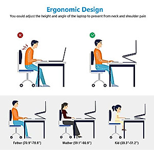 Laptop Stand,Suturun Ergonomic Detachable Computer Stand for Laptop Riser for Desk,Portable Aluminum Laptop Stand Riser Holder Notebook Stand Compatible with 10 to 15.6 Inches Notebook Computer