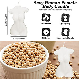 2 Pieces Body Shaped Candle Female Body Candle Men Torso Candle Soy Wax Scented Candle Scented Candle Male Body Candle Decorative Candle for Bedroom Bathroom Wedding (Milk White)