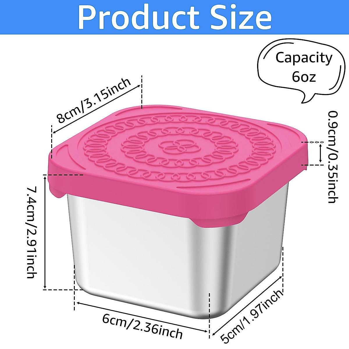 3Pack Stainless Steel Snack Containers 6oz Snack Box Container Leakproof Stainless Steel Snack Cups with Silicone Lids Portable Snack Containers Stackable Freezer Dishwasher Safe for Daycare School