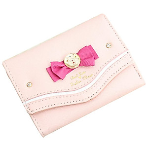 YaJaMa Sailor Moon Women Small Wallet PU Leather Bowknot Kawaii Tsukino Usagi Trifold Credit Card Holder Case for Girls (Pink)