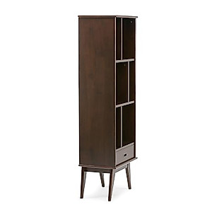 SIMPLIHOME Draper SOLID HARDWOOD 22 Inch Mid Century Modern Bookcase and Storage Unit in Medium Auburn Brown, For the Living Room, Study Room and Office