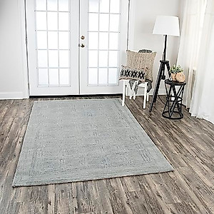 Rizzy Home | FA135B | Fifth Avenue Collection | Wool Area Rug | 8' x 10' | Grey/Gray/Rust/Blue Squares