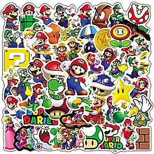 50Pcs Cartoon Mario Stickers for Kids，Cool Game Stickers Waterproof Vinyl Stickers for Water Bottle Laptop Luggage Skateboard Bike Decals (Mario)