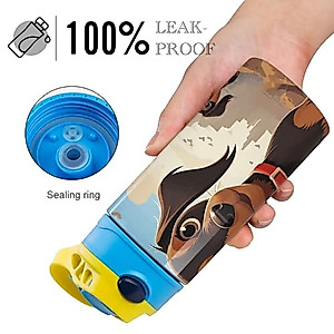 Stainless Steel Water Bottles I Love My Dog Dachshunds Travel Water Cups with Handle And Silicone Straw Drinking Cup with Leak Proof Lid Thermo Travel Mug for Women Men