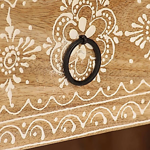 vidaXL Solid Mango Wood TV Stand - Handmade with Steel Legs and Hand-Painted Retro Style - Includes 2 Shelves and 2 Drawers - Brown