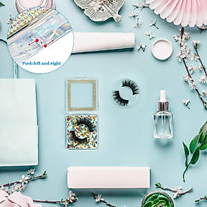 Blulu 8 Pcs 3D Empty eyelash case, Glitter lash cluster box Square Eyelash Storage Boxes with Glitter Paper and Clear Tray for Women(Silver)