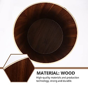 Cabilock Bamboo Wooden Wastebasket Trash Can Vintage Retro Wood Garbage Bin Container Farmhouse Style Trash Can for Home Office